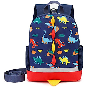Cosyres Toddler Backpack Dinosaur Preschool for Boys Girls with Leash Chest Strap,Toddler Rucksack Kids School Bag for Boys 3-5 Years 33x10x27cm/13x3.9x10.6in