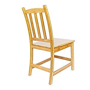 2pcs Bamboo Dining Chairs Simple Design Wooden Bedroom Study Chairs High-Back Wood Natural Color