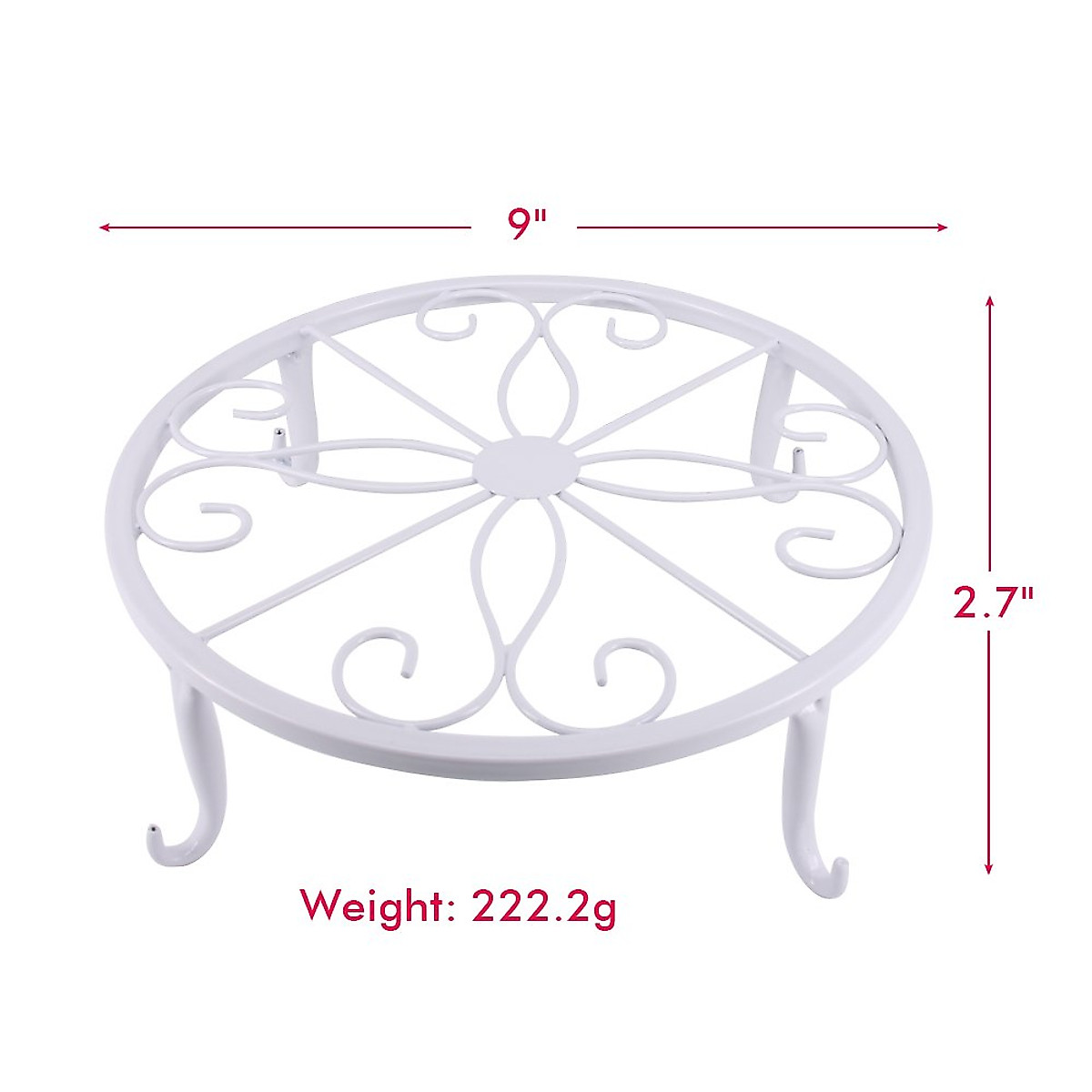 Metal Plant Stand Wrought Iron Planter,Iron Art Flower Pot Supporting Stand Indoor Outdoor Garden Set of 3（White）