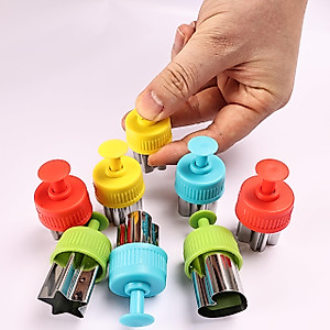 Vegetable Cutter Shapes Set - Press-type Mini Cookie Cutters Fruit Cookie Pastry Stamps Mold for Kids Baking and Food Supplement Tools Accessories (8pack)