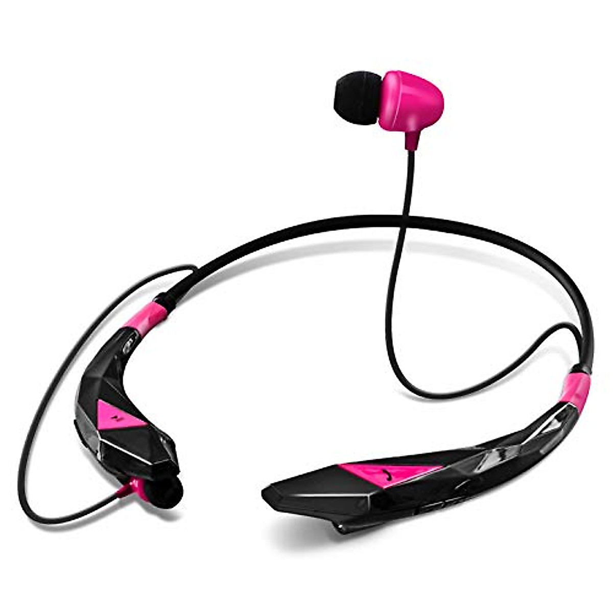 Aduro Amplify Pro SBN45 Wireless Stereo Around The Neck Earbud Headphone Headset (Black/Pink)