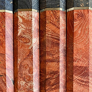 Japanese Kitchen Knife Handle, Octagon, Stabilized Wood, Finished Scales, WA Unique Wooden Kyoto Sunset (Medium), Orange