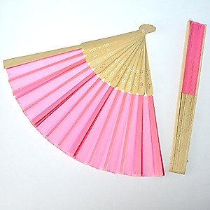 12 Pack DIY Hand Folding Fans Silk Bamboo Handheld Folding Fans Wedding Party Church Home Office Decoration