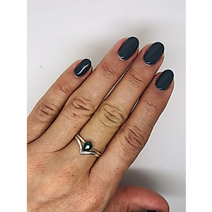 Koral Jewelry Created Emerald Ethnic Vintage Gipsy Pear Stone Ring 925 Sterling Silver Tribal Boho Chic (9)