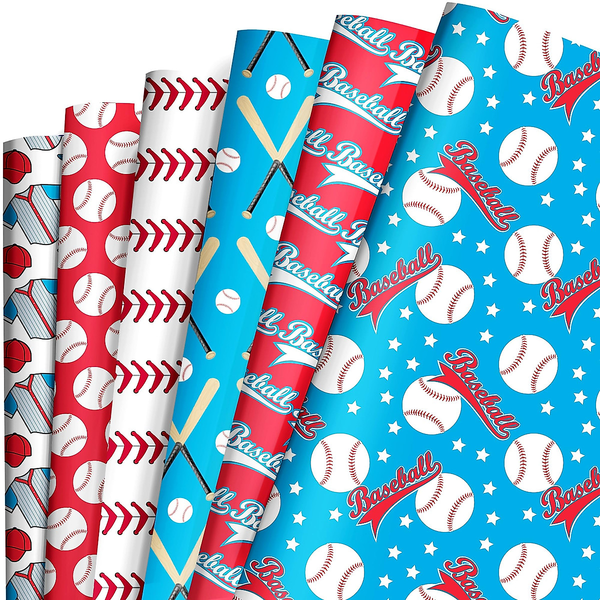 Dtiafu Baseball Wrapping Paper -12 Sheet Gift Wrapping Paper Folded Wrap 20'' x 27.5'' Sport Party Favor for Men Baseball Birthday Party Holiday