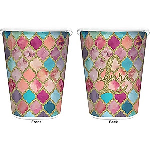 RNK Shops Glitter Moroccan Watercolor Waste Basket - Double Sided (White)