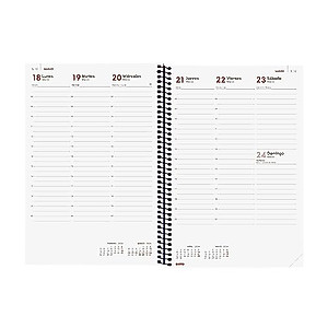 Finocam - Planner 2024 Spiral Opaque Week Vertical View January 2024 - December 2024 (12 Months) Bordeaux Spanish