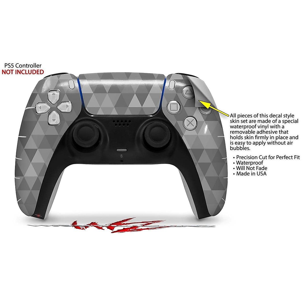 WraptorSkinz Skin Wrap compatible with Sony PS5 DualSense Controller Triangle Mosaic Gray (CONTROLLER NOT INCLUDED)