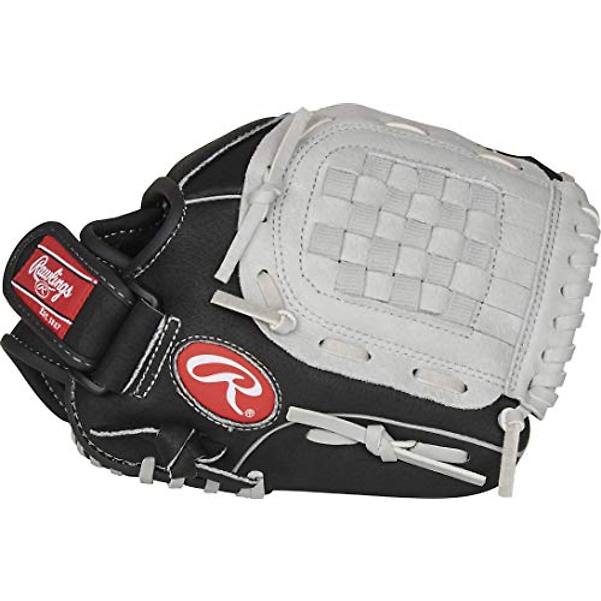 Rawlings | SURE CATCH T-Ball & Youth Baseball Glove | Right Hand Throw | 10.5" | Black/Grey