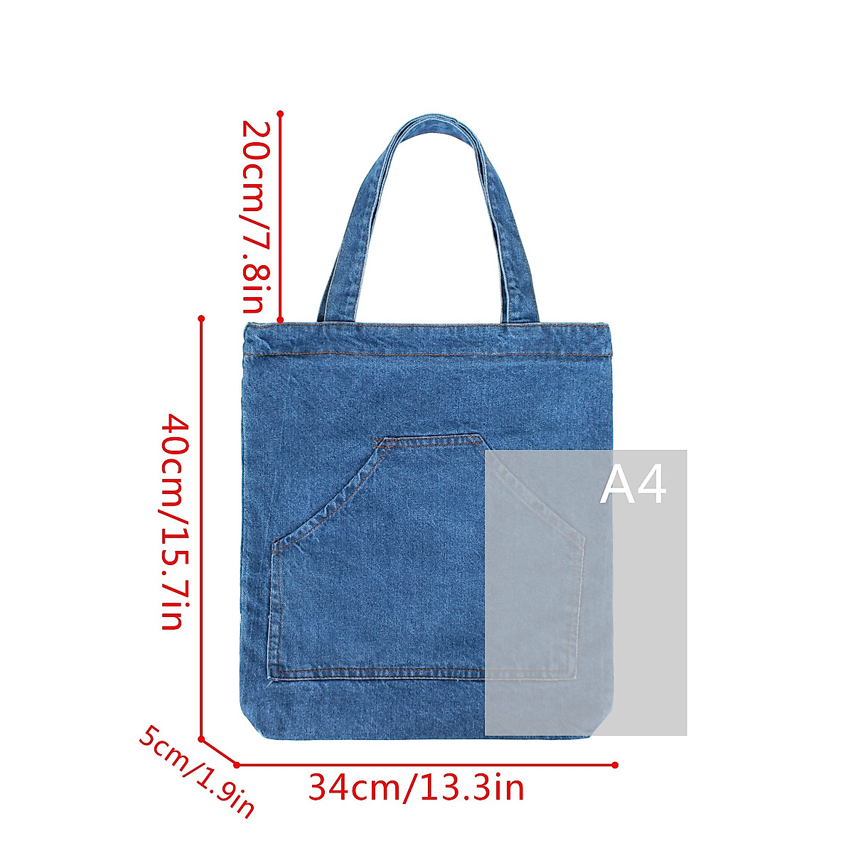 Van Caro Women Denim Shoulder Tote Crossbody Bag Casual Every-day Handbag Large Pocket, Light Blue01
