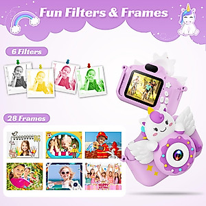 TIATUA Kids Camera for Girls & Boys, Toddler Camera Toys for Age 3-12 Kids with 32GB Card & Dual Lens, Digital Camera for 4 5 6 7 8 9 10 Year olds (Purple)