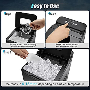 COSTWAY Countertop Ice Maker, 33LBS/24H Portable and Compact Ice Machine with Self-Cleaning Function, 9 Ice Cubes Ready in 6 Mins, Include Ice Scoop and Basket for Home Kitchen Office, Black