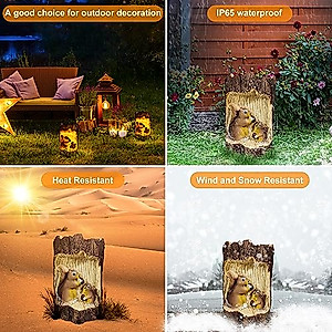 KagoLing Solar Garden Lights, Garden Decor Squirrel Lawn Ornaments Waterproof LED Tree Stump Garden Decorations Outdoor Decoration Landscape Lights for Garden,Patio,Backyard,Lawn,Pathway,Ground