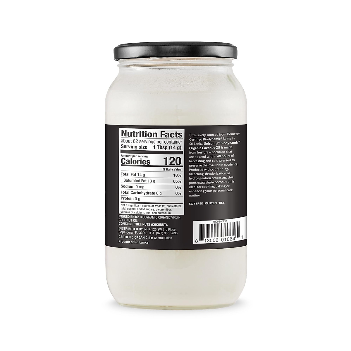 Dr. Mercola Solspring Organic Extra Virgin Coconut Oil, 32 Fl oz, Cold-Pressed, non GMO, Gluten Free, USDA Organic