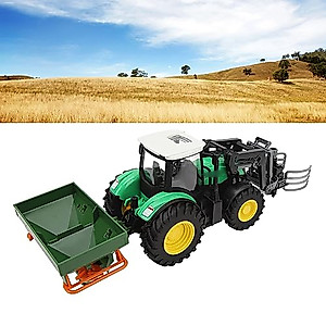DAUZ RC Farm Tractor Toy, 4CH Nonslip 3 in 1 1:24 RC Tractor Toy Set for Gift (Green)