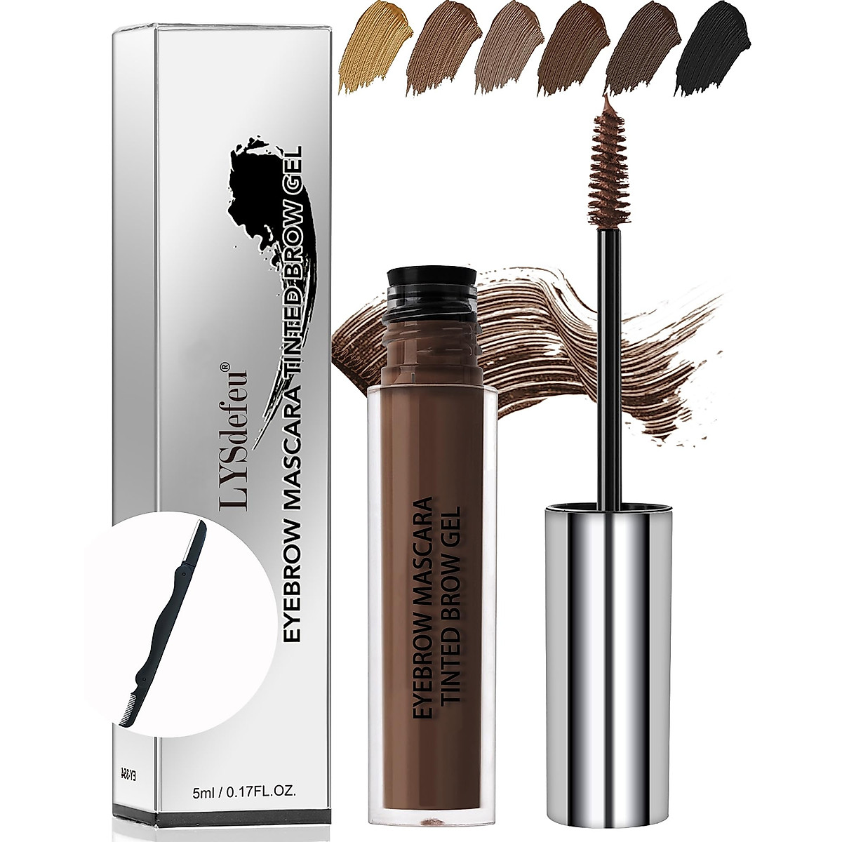 Waterproof Tinted Brow Gel-Long Lasting SmudgeProof Liquid Eyebrow Makeup,Eyebrow Mascara Tinted Brow Glue,Brow Filler Tint,Volumizing Enhance Brow Mascara,With Brow Razor Brush for Women-04Dark Brown