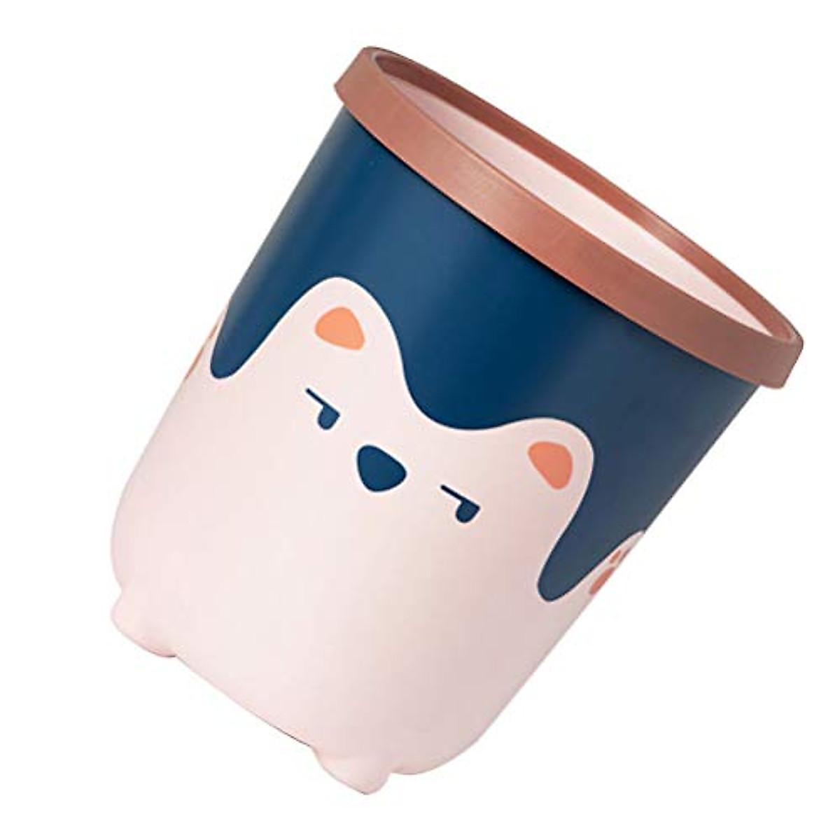 Hemoton Trash Can Plastic Garbage Can Cute Round Wastebasket Trash Bin Waste Container for Home Kitchen Bathroom Office Pink Blue