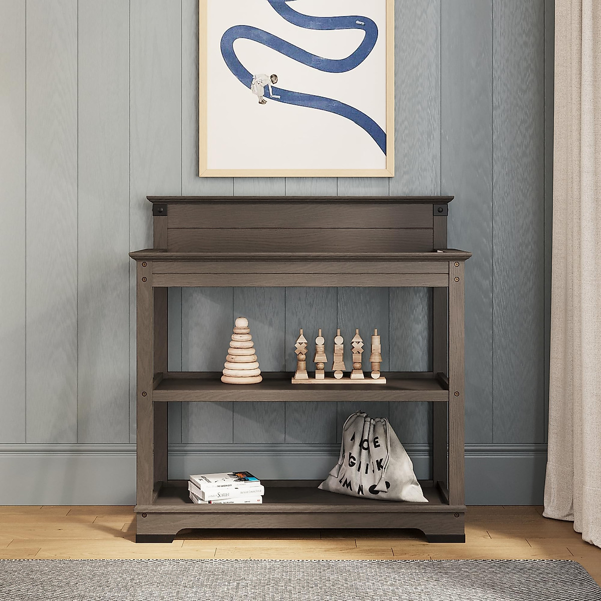 Child Craft Redmond Infant Changing Table, Water-Resistant Pad and Safety Strap, Anti-Tip Kit Included to Prevent Tipping, Non-Toxic, Baby Safe Finish (Dapper Gray)