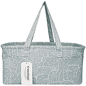 Baby Diaper Caddy Organizer Basket for Nursery Changing Table - Car Storage Bin Tote Bag for Nappy, Diapers, and Wipes - Newborn Registry Shower Gift for Girl and Boy Must Haves - Travel Bin (Gray)