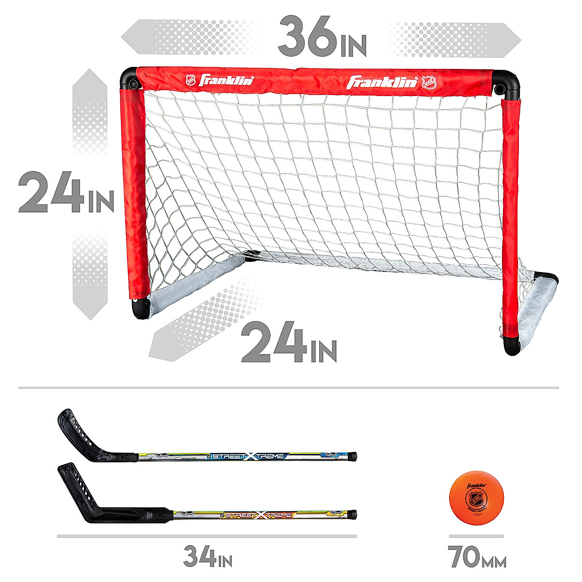 Franklin Sports 36" NHL Hockey Goal with 2 Sticks - Youth Hockey Goal and Stick Set - Official NHL Product