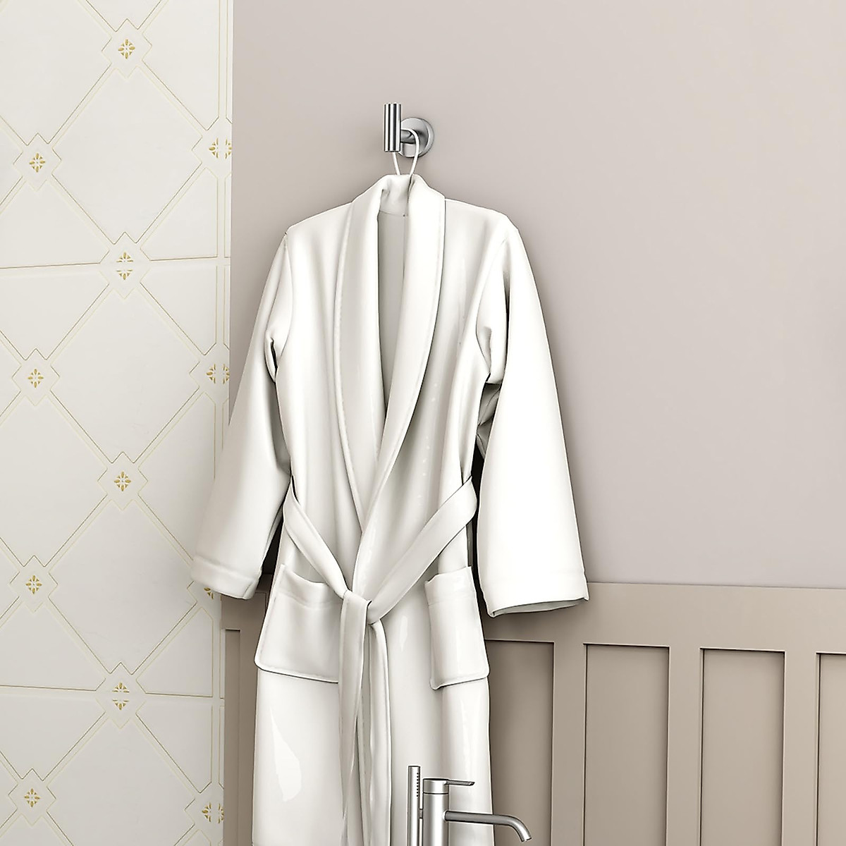 Angle Simple Robe Towel Hook Brushed Nickel, SUS304 Stainless Steel Bathroom Towel Holder, Kitchen Shower Towel Hanger, Wall Mount