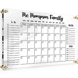 Personalized Custom Ultra Clear Acrylic Calendar for Wall Monthly Family Dry Erase Large Monthly Planner Board Premium Plexiglass Modern Design Guardmate USA