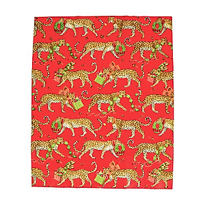 Caspari Christmas Leopards Paper Guest Towel Napkins in Red - Two Packs of 15