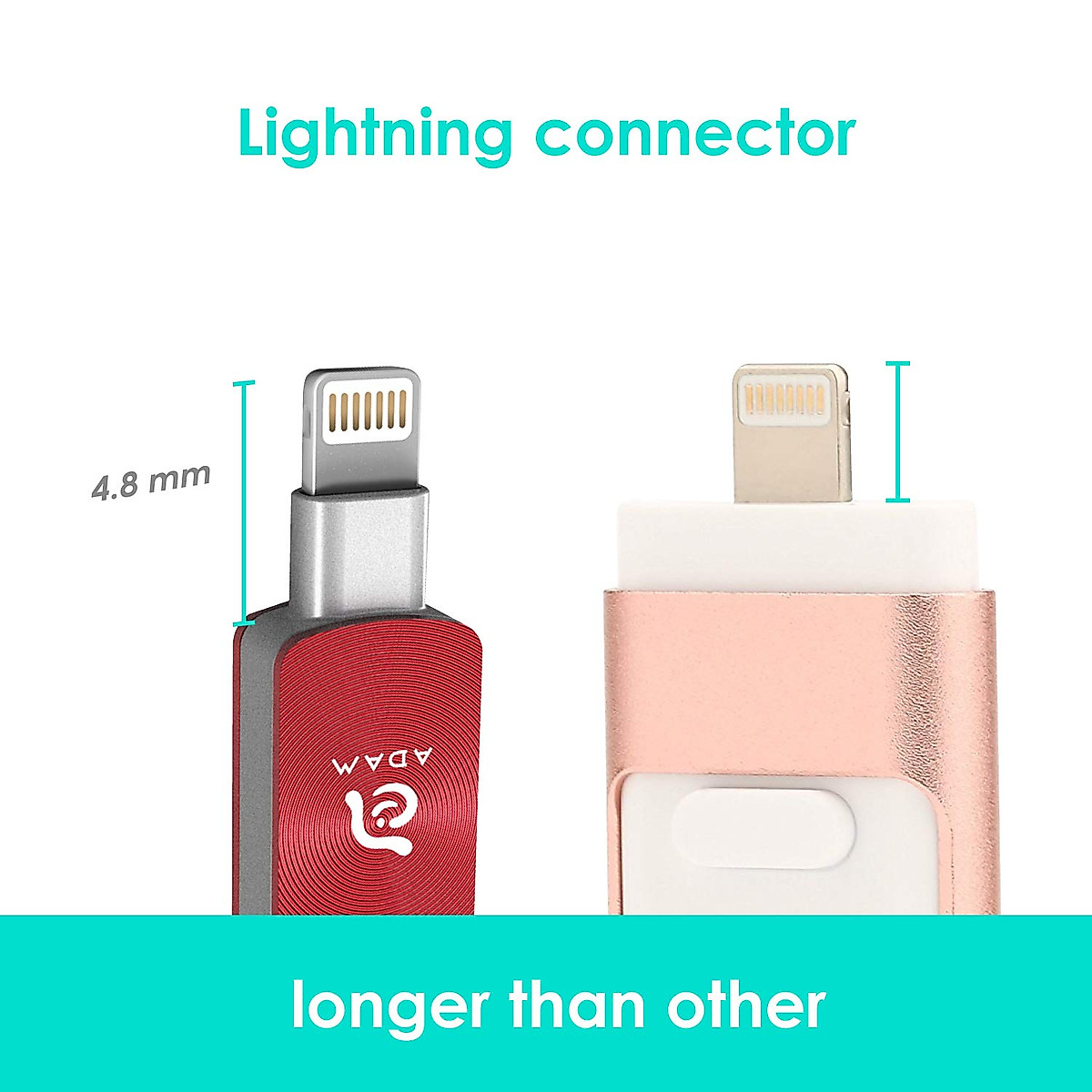 ADAM elements iKlips Duo+ 128GB MFi Certified Premium Flash Drive Compatible with iPad, iPhone (128GB, Adam Red)