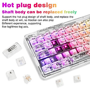 CC MALL 60% Transparent Mechanical Keyboard with Clear Keycaps,Gasket Hot Swappable Custom Wireless Keyboard,RGB Backlit Gaming Keyboard,2.4G/Type-C/Bluetooth Mechanical Keyboard(White)