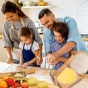 Tortilla Press 10 Inch Roti Maker Large Bamboo Wood Tortilla Press with Rolling Pin &100 Pcs Parchment Paper Quesadilla Maker for Homemade Tortilla, Roti.