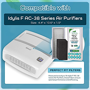 Breathe Naturally - Extra Thick Filters Compatible with Idylis “F” AC-38 Series Air Purifiers - Made for Idylis “F” AC-38/560885 Series(1 Pack Replacement HEPA Filter, 4 Pack Carbon Filters)