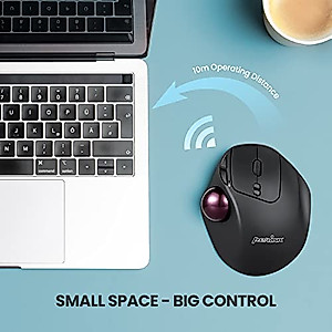 Perixx11568 Perimice-717 Wireless Trackball Mouse, Build-in 1.34 Inch Trackball with Pointing Feature, 5 Programmable Buttons, 2 DPI Level, Black