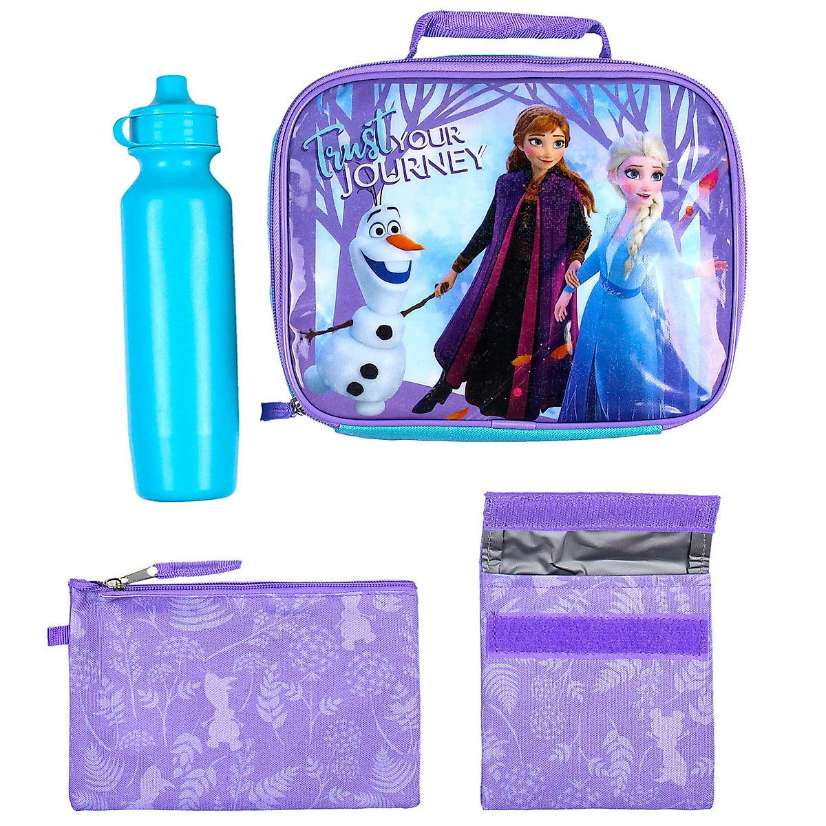 Disney Frozen Anna Elsa Olaf Trust Your Journey 5 PC Backpack Set Tote Bag