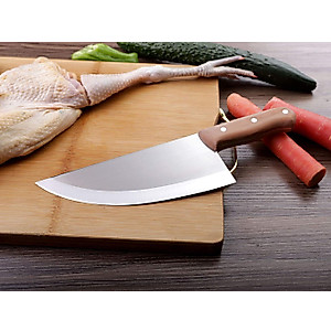 KOFERY 8-Inch Blade Handmade Forged Stainless Steel Butcher Knife Full Tang Big Meat Cleaver