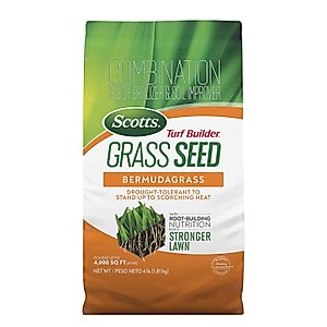 Scotts Turf Builder Grass Seed Bermudagrass with Fertilizer and Soil Improver, Drought-Tolerant, 4 lbs.
