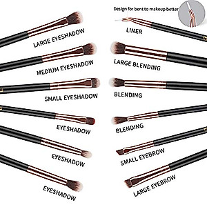 MSQ Eye Makeup Brushes 12pcs Rose Gold Eyeshadow Makeup Brushes Set with Soft Synthetic Hairs & Real Wood Handle for Eyeshadow, Eyebrow, Eyeliner, Blending(without bag)
