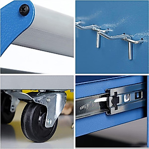 AIRAJ Tool Cart, 3 Tier Rolling Tool Cart with Drawers, Heavy Duty Tool Cart on Wheels for Mechanics,Home Workshop Garage,with Pegboard Hooks, Non-Slip Pearl Wool, 440 lb Load Capacity