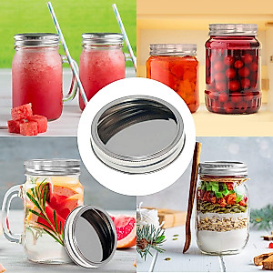 Stainless Steel Rust Proof Mason Jar Canning Lids and Bands/Rings - 10 Pack - Split-Type Mason Jar Tops/Caps for Wide Mouth (86MM) Jars, Polished Surface, Reusable, Leak Proof