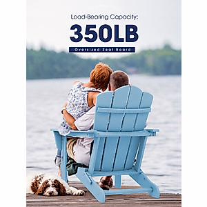 KINGYES Folding Adirondack Chair, HDPE All-Weather Folding Adirondack Chair, Light Blue