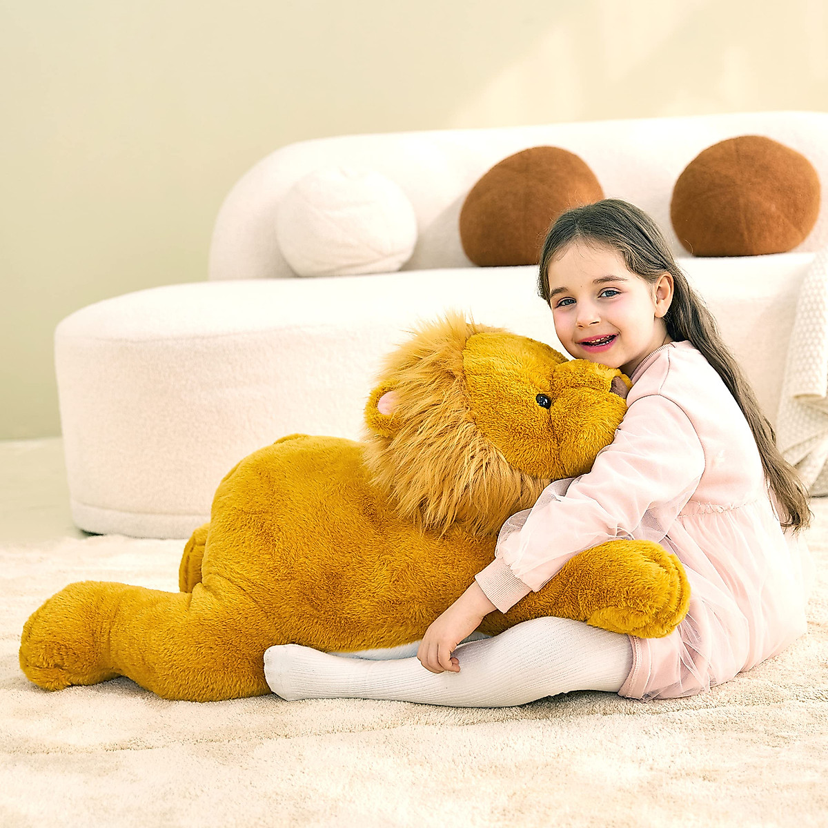 IKASA Large Lion Stuffed Animal Plush Toy,30" Giant Lion Cute Jumbo Soft Toys,Huge Big Size Plushy Fluffy Fat Oversized Plushie,Gifts for Kids Girls