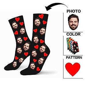 Taksie Custom Face Socks with Picture, Personalized Socks with Photo Customized Unisex Funny Crew Sock Gifts for Men Women