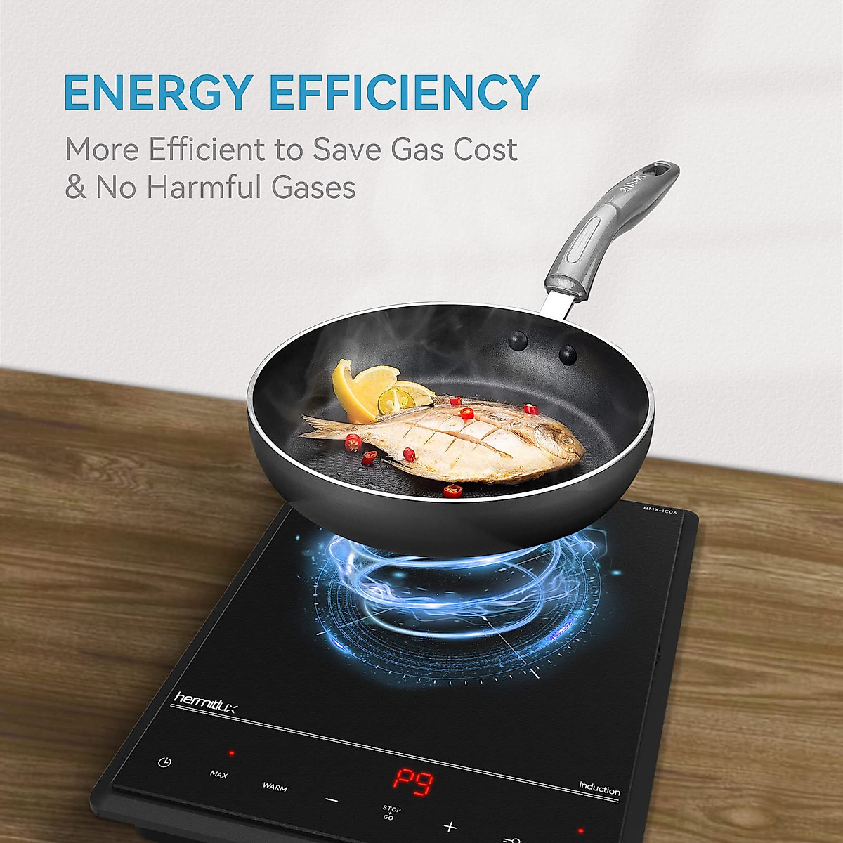 Hermitlux Portable Induction Cooktop, 1800W Professional Hot Plate with Sensor Touch & Safety Lock, 9 Power Setting Stove with Timer