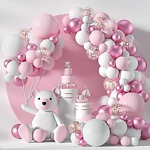 Light Pink Balloons Garland Arch Kit - White and Rose Gold Balloons Set for boho baby shower decorations,Valentine Wedding, Birthday, Graduation, Anniversary Party