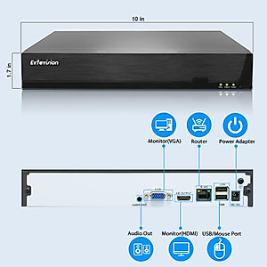 Evtevision 16CH NVR 8MP/5MP/4MP/3MP/1080p Network Video Recorder,Supports up to 16 x 8MP/4K IP Cameras,Smart Human/Vehicle Detection,Remote Access,Hard Drive Not Included