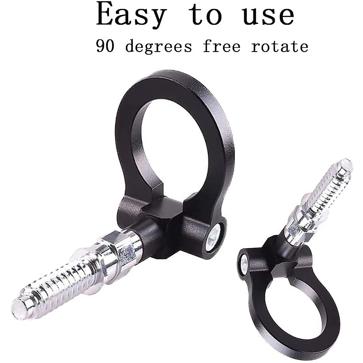 venveal Universal Car Tow Hook Front Bumper Screw-On Front Tow Hooks,Aluminum 16Mm Tow Hook for B-M W 1 3 5 Series E39 E82 E88 E90 E91E92 E93 X1 X3 X5 X6 F22 F30 F55 F66(Black)