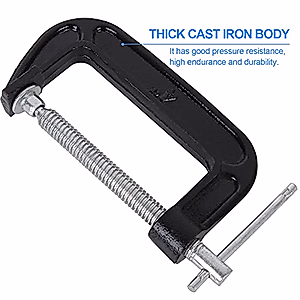 6 PCS C-Clamps 4 Inch C Clamps Heavy Duty Steel C Clamp Set Malleable Iron Metal C-Clamp Black C Clamps Malleable Steel Frame for Woodworking, Welding, Building1