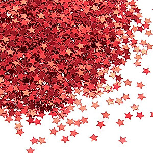 Star Confetti Sequin Stars Glitter Star Table Confetti for Art Decoration, Party Supplies - Pack of 30 Grams, 6mm, Red