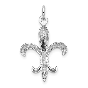 IceCarats 14K White Gold French Fleur De Lis Lily Flower Necklace Religious Pendant Saint Charm 30mm x 15mm Only