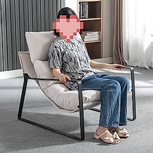 LukeAlon Modern Linen Accent Armchairs Set of 2, Upholstered Living Room Chairs with Metal Base Thickened Cushion Sofa Chairs Comfy Lounge Chair for Bedroom Living Room, White