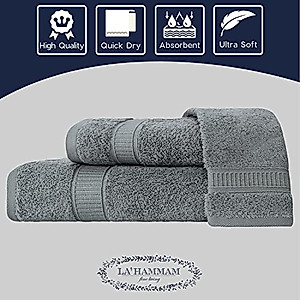 Personalized Towels, Hotel & Spa Quality, Super Soft, Highly Absorbent, Bathroom Sets, 100% Cotton Monogrammed towels 3 Piece Towel Set, Includes 1 Bath Towels, 1 Hand Towels, 1 Washcloths, Grey